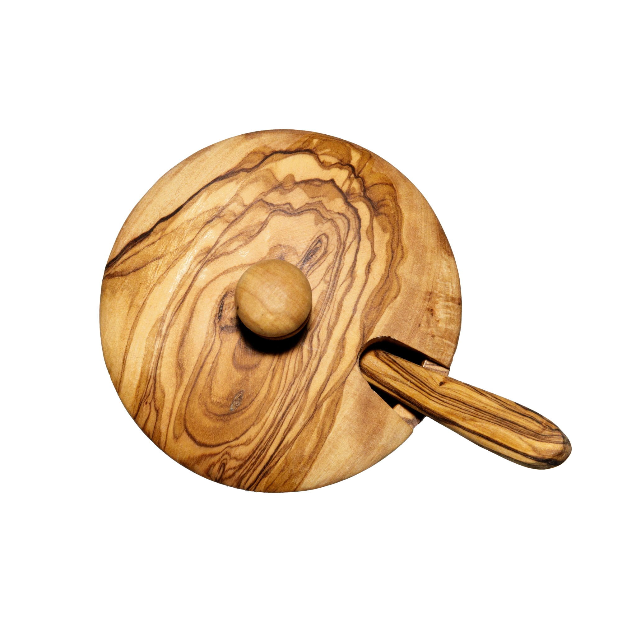 Recipient pentru condimente / zahar cu lingurita din lemn de maslin ...