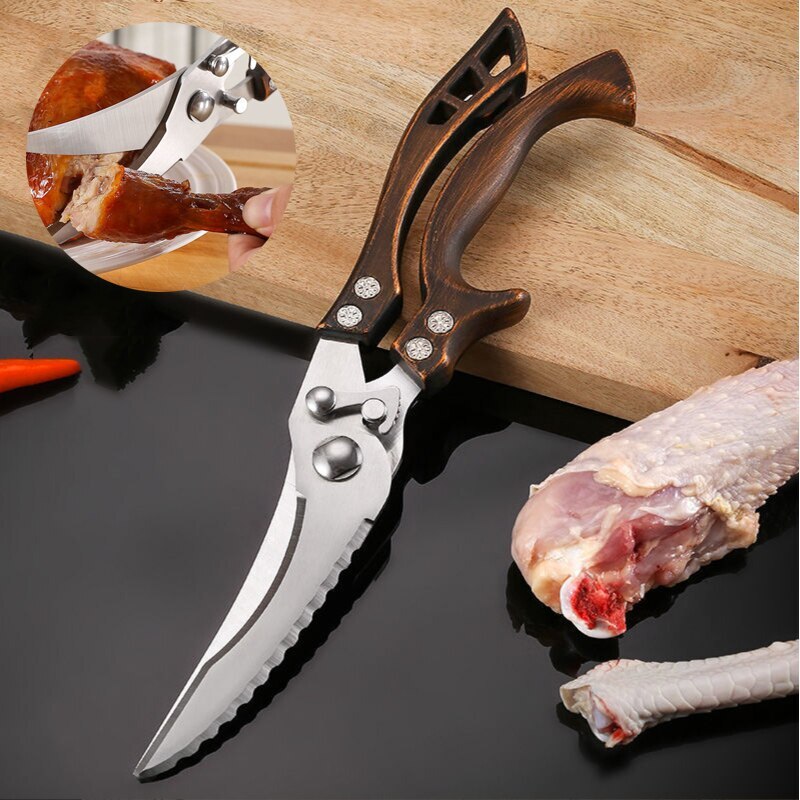 Foarfeci de bucatarie multi-functionale cu husa, din otel inoxidabil ...