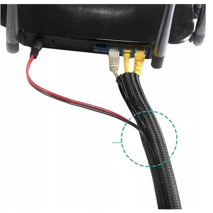 Organizator cabluri birou 19 mm, lungime 3 m, negru - eMAG.ro