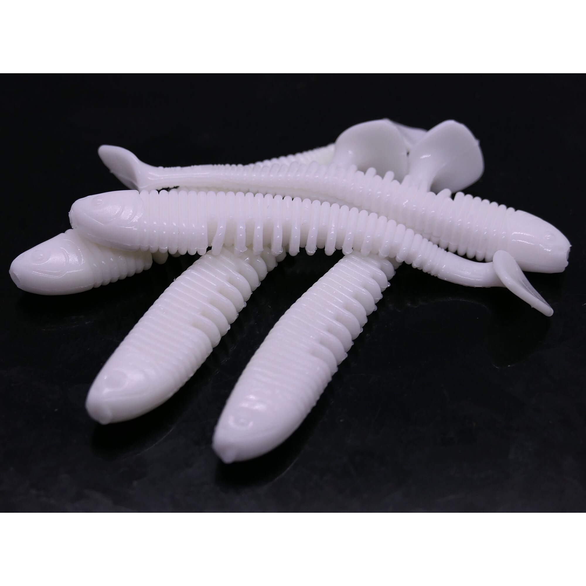 Set 5 buc Shad KP Skeleton Shad 7.5cm, White, pentru pescuitul la biban ...