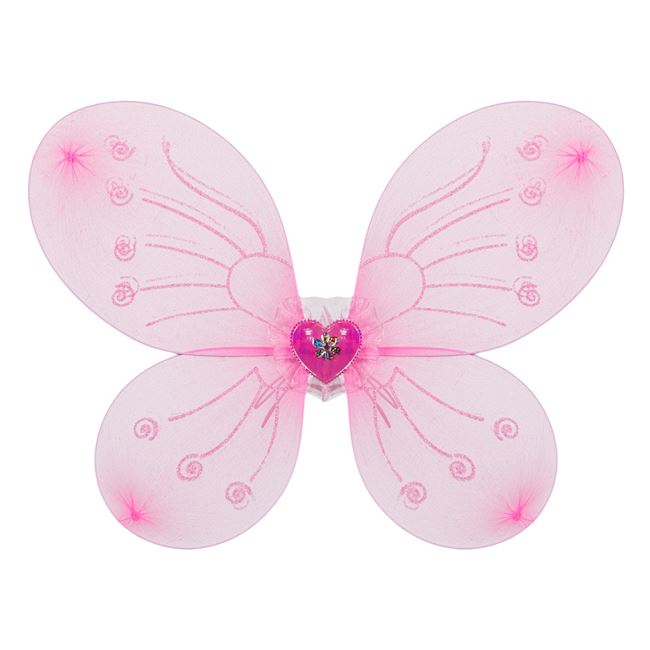 Aripi de fluture roz pentru copii cu cadru metalic, inimioara roz, 50 x ...