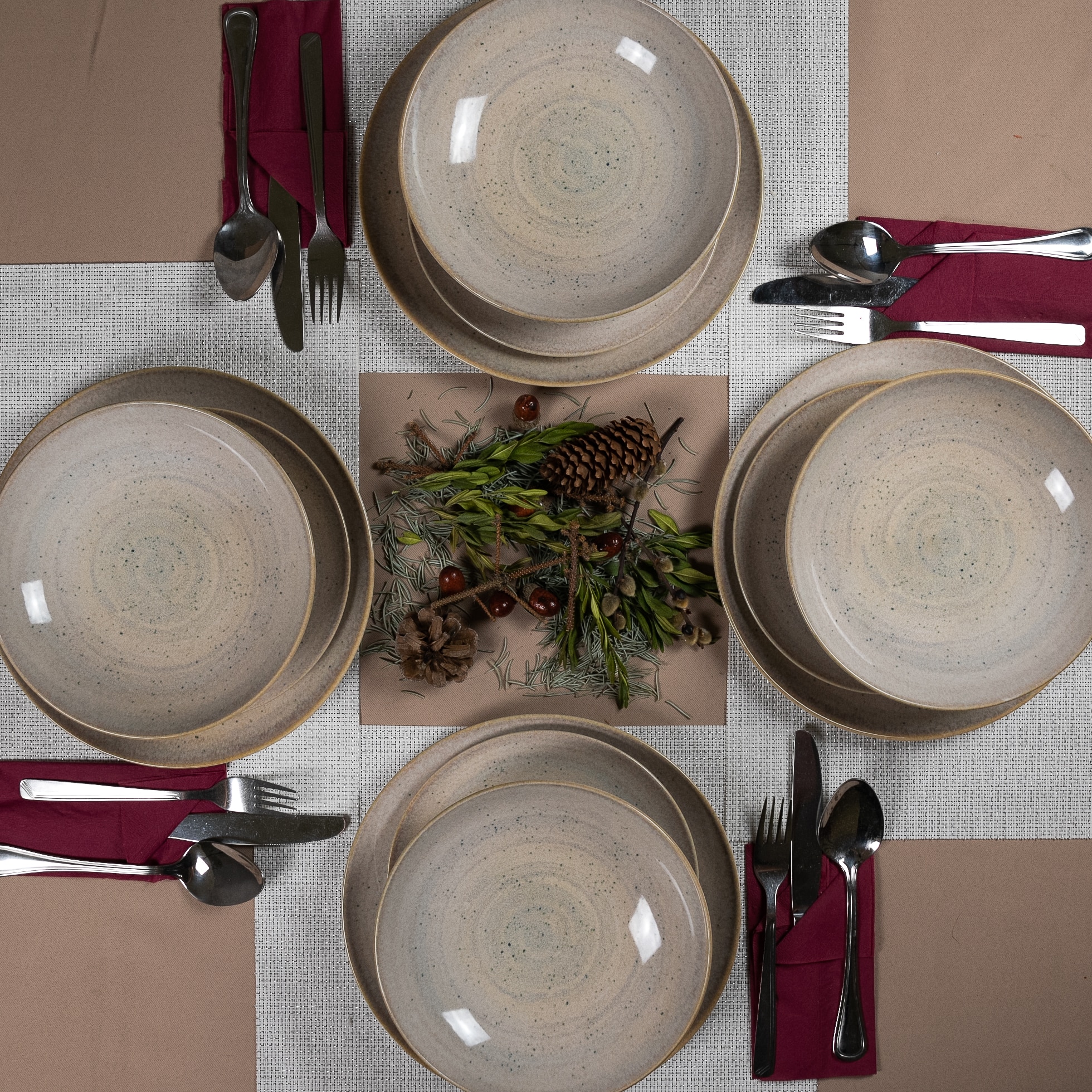 Set farfurii 12 piese, pentru 4 persoane, Shell, Cesiro, Crem deschis ...