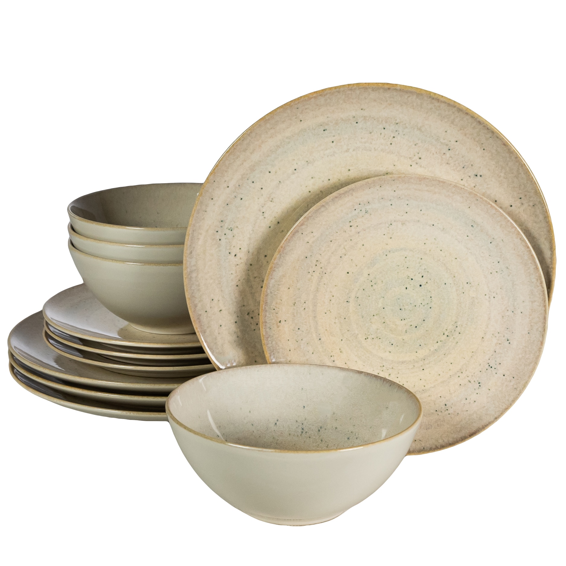 Set farfurii 12 piese, pentru 4 persoane, Shell, Cesiro, Crem deschis ...