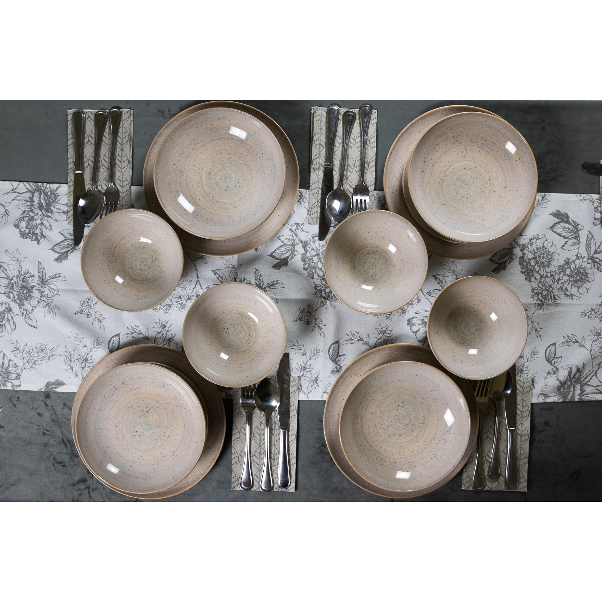 Set Complet Serviciu De Masa, Shell, 16 piese, Cesiro, Crem deschis ...