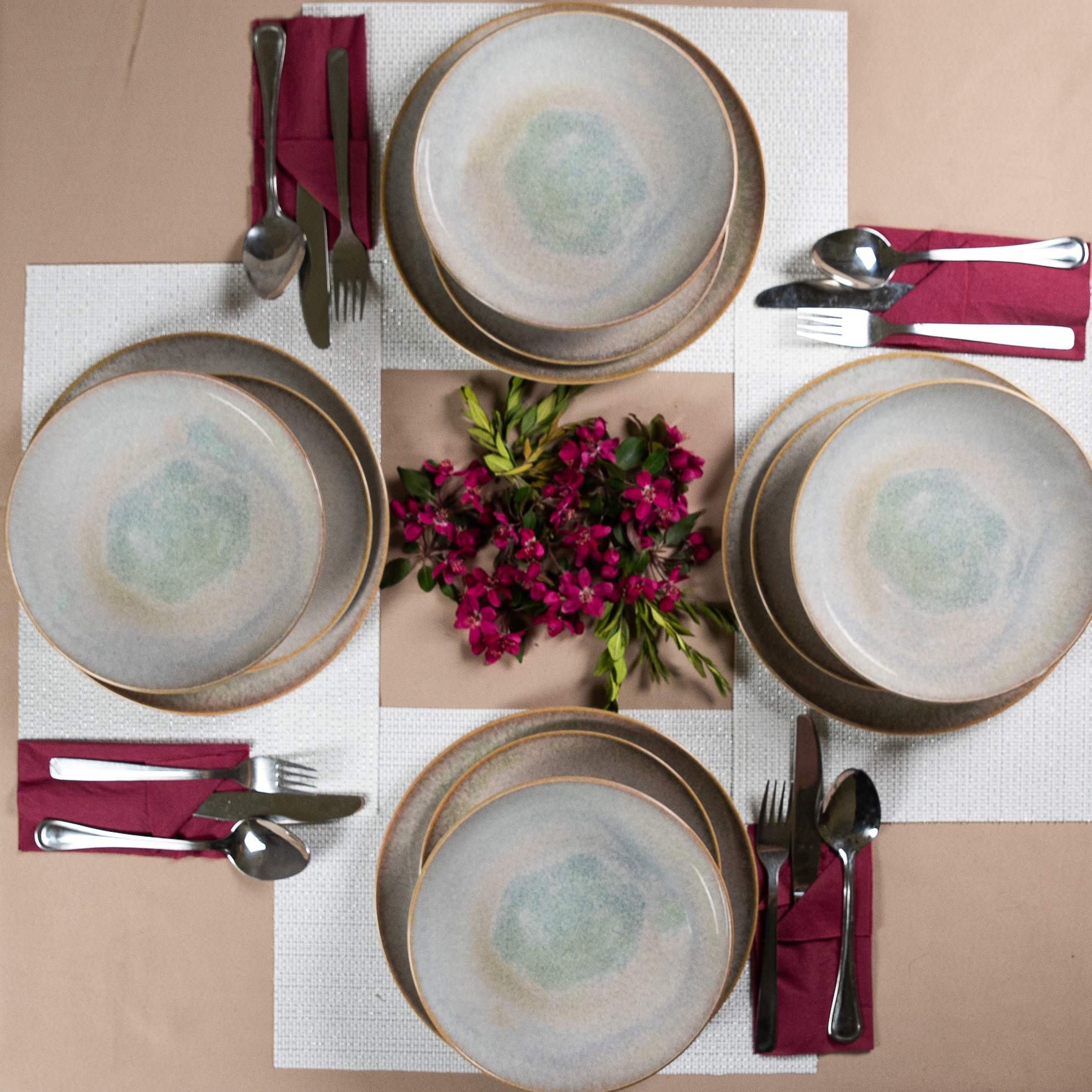 Set farfurii 12 piese, pentru 4 persoane, Shell, Cesiro, Crem deschis ...