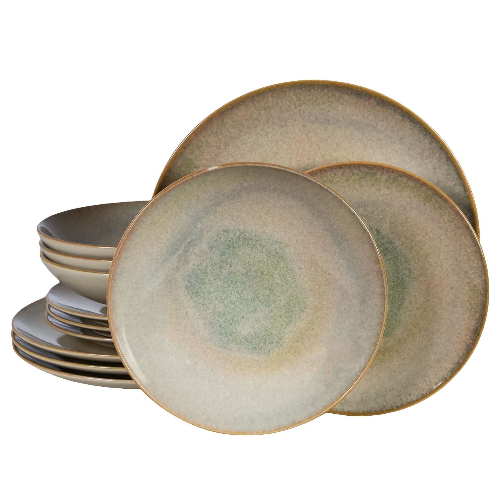 Set farfurii 12 piese, pentru 4 persoane, Shell, Cesiro, Crem deschis ...