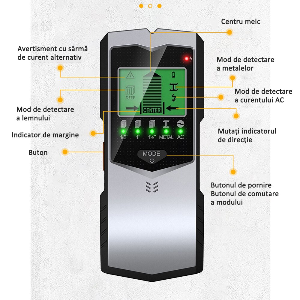 Detector fire electrice, Sundiguer, Ecran LED, 17.1x7x3.5 cm, Argintiu ...
