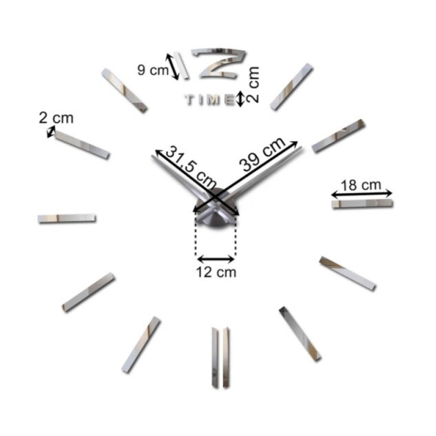 Ceas de perete ,3D,Argintiu,DIY - eMAG.ro