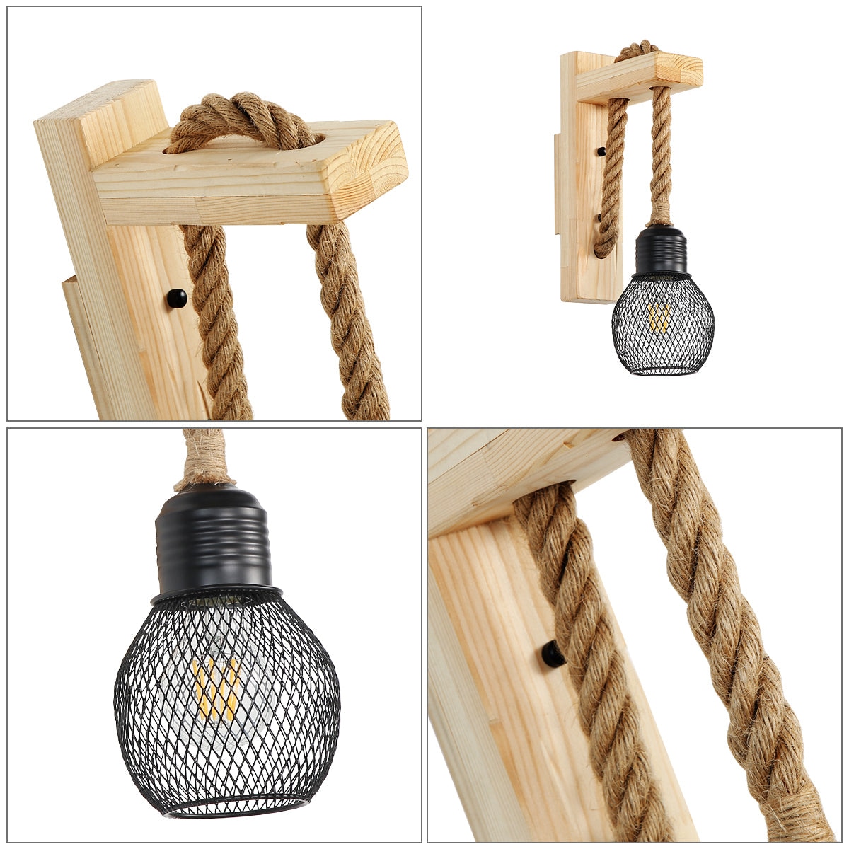 Aplica rustica Levant, Goeco, Aplica din lemn cusa de fier cusca de ...