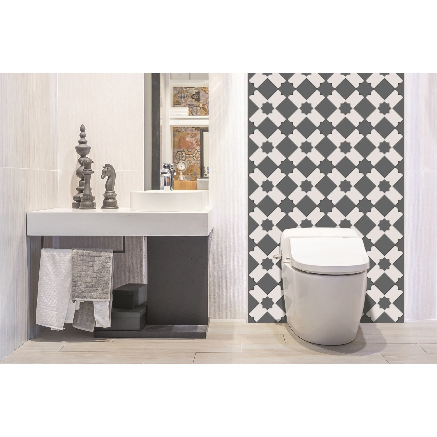 Panou de perete decorativ, Motive geometric, Gri, 100 cm x 50 cm - eMAG.ro