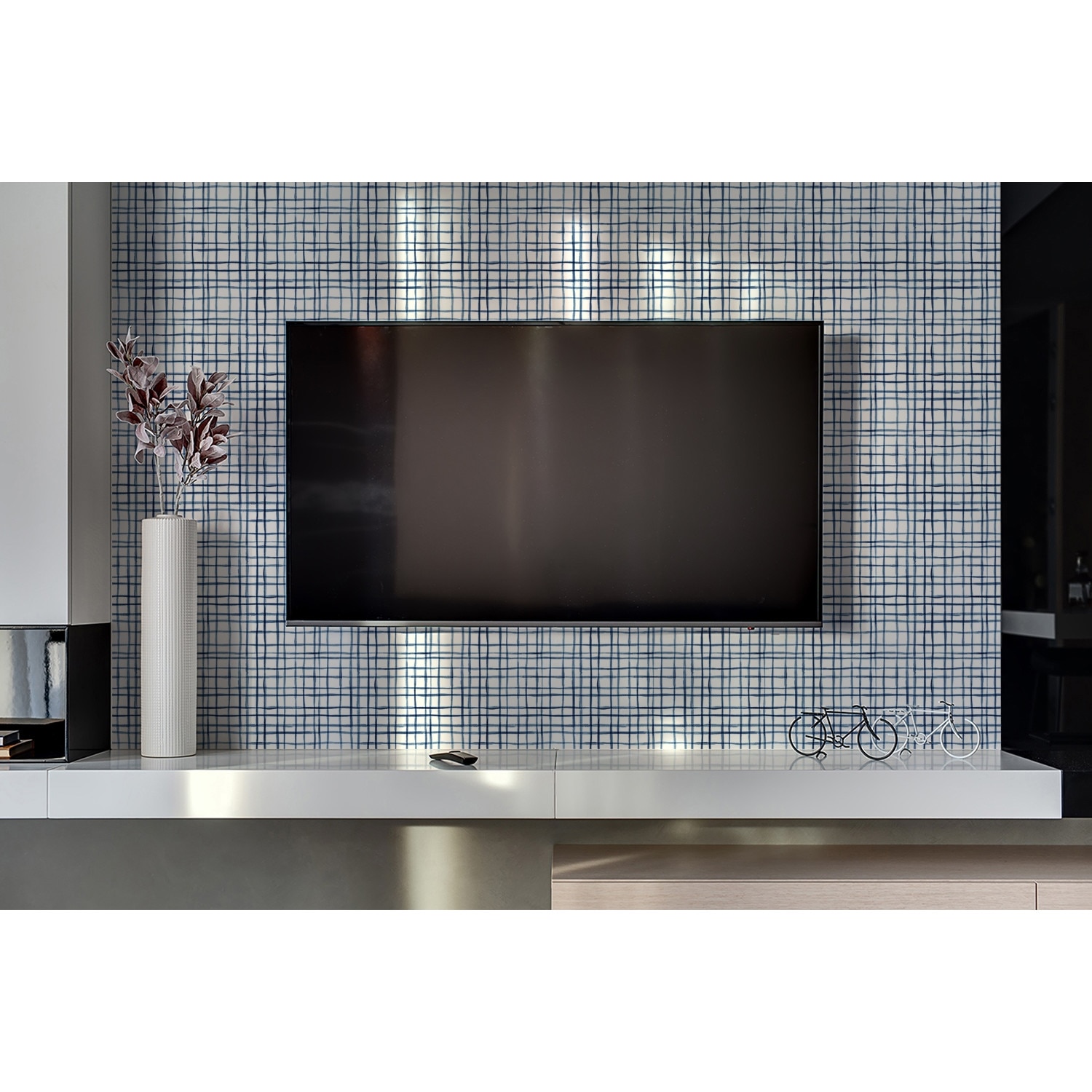 Panou de perete decorativ, Linii de grilaj, Albastru, 100 cm x 50 cm ...