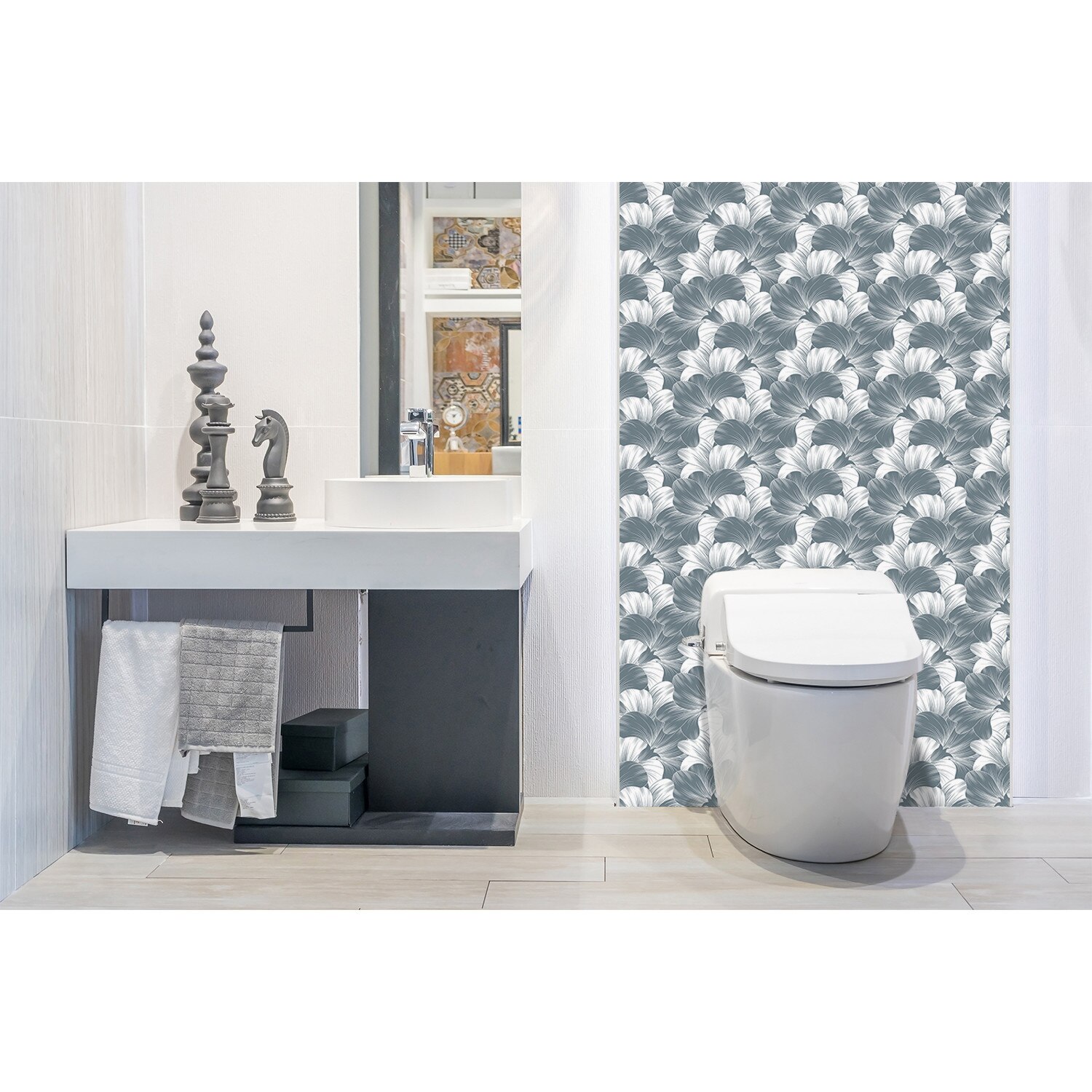 Panou de perete decorativ, Flori, Gri, 100 cm x 50 cm - eMAG.ro
