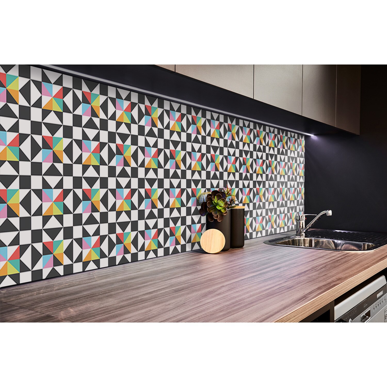 Panou de perete decorativ, Model geometric, Multicolor, 100 cm x 50 cm ...