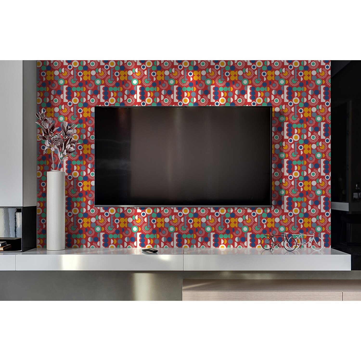 Panou de perete decorativ, Model vintage geometric, Multicolor, 100 cm ...