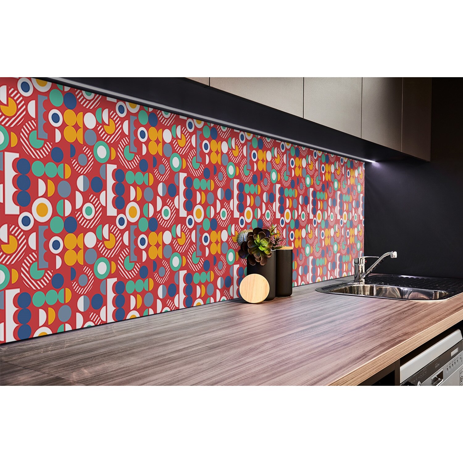 Panou de perete decorativ, Model vintage geometric, Multicolor, 100 cm ...