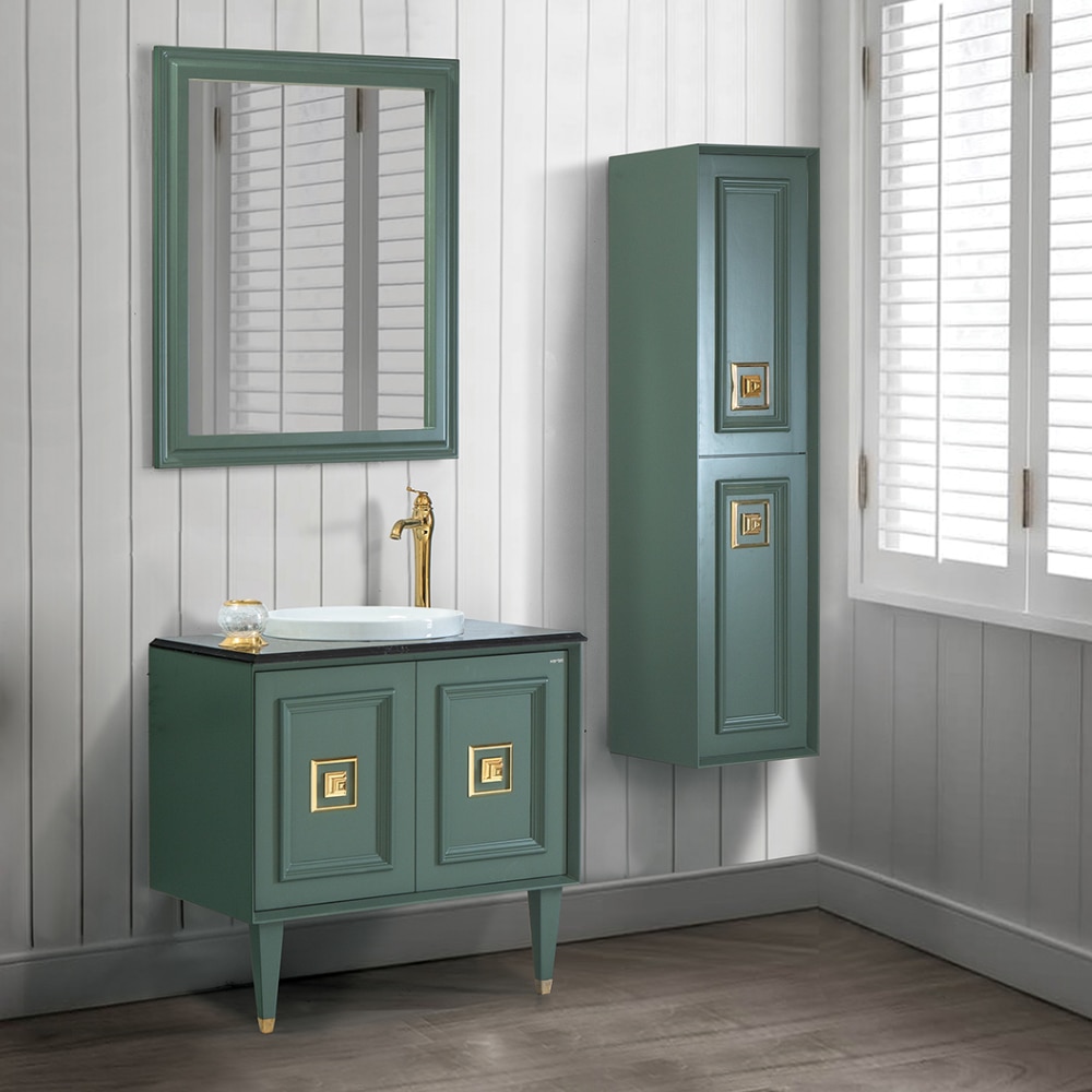 Set mobilier baie Arma, 80 cm, 3 piese, verde - eMAG.ro