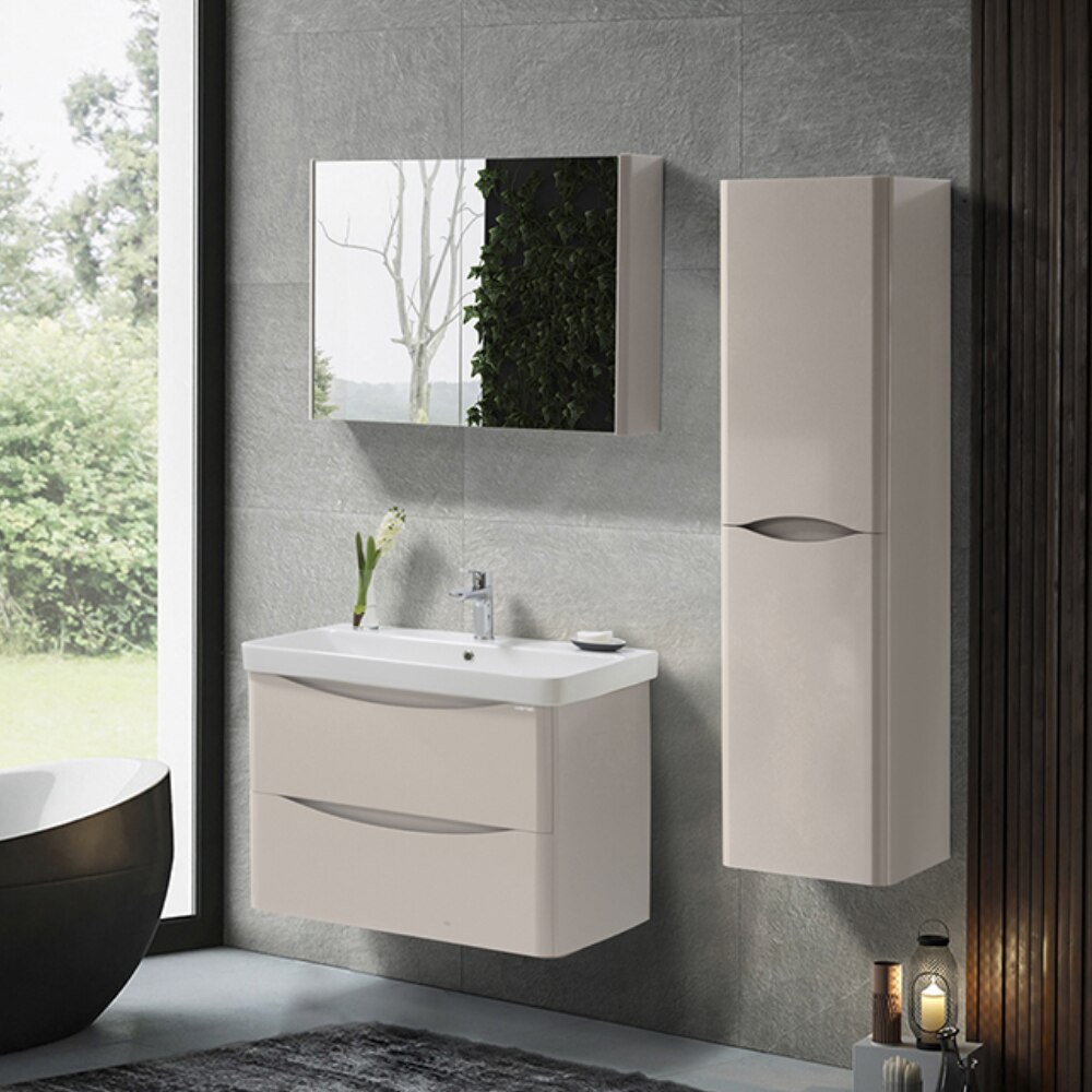 Set mobilier baie Zen 80 cm 3 piese Bej - eMAG.ro