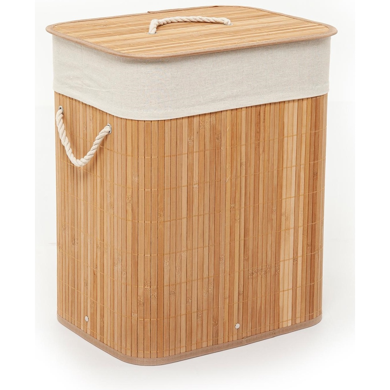 Cos pentru rufe, din bambus si material textil, 60 l, 40 x 30 x 50 cm ...