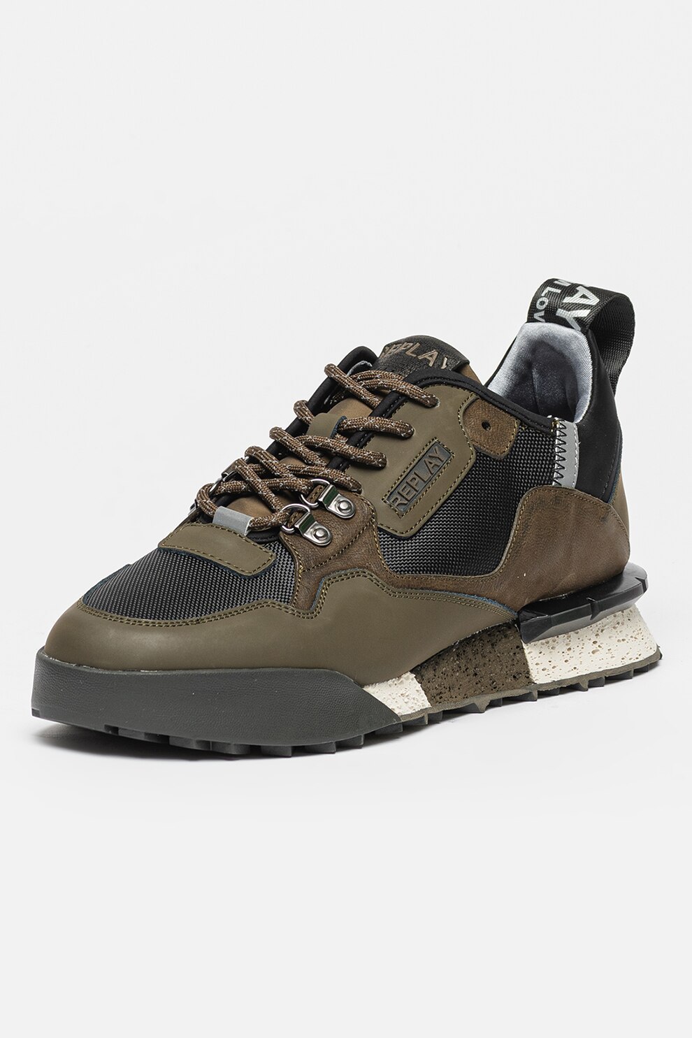 Replay, Field Speed sneaker bőrrészletekkel, Katonai zöld, 43 - eMAG.hu