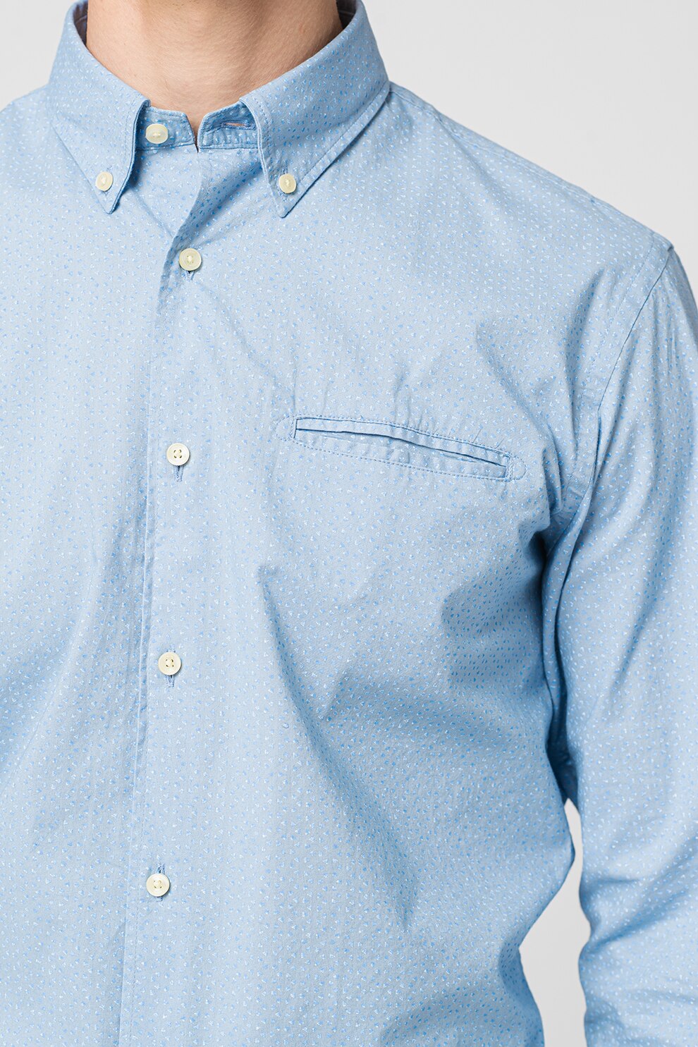 Pierre Cardin, Camasa cu buzunar cu refilet, Albastru lavanda, M - eMAG.ro