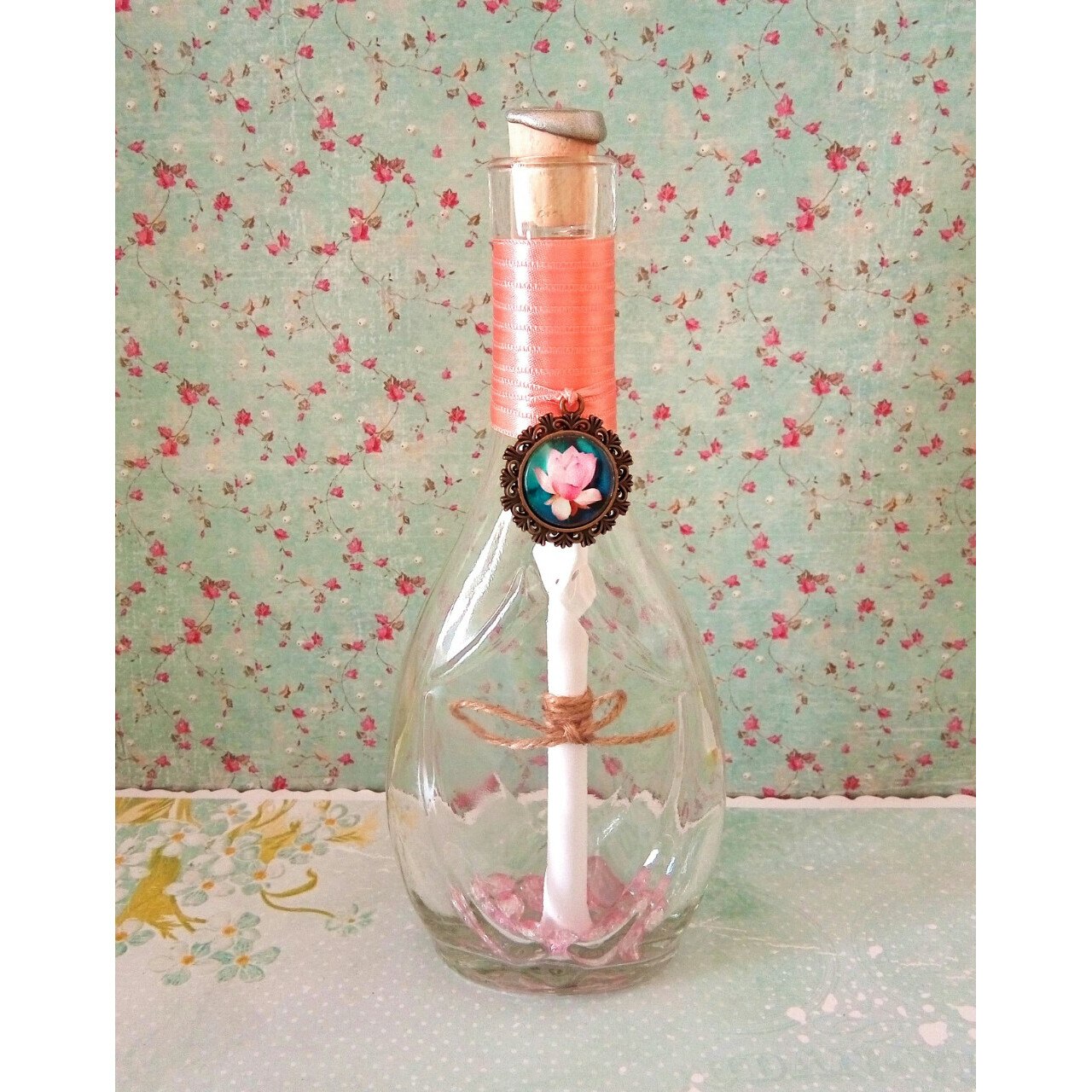 Scrisoare cadou pentru sotie - papirus in sticla decorata manual model ...