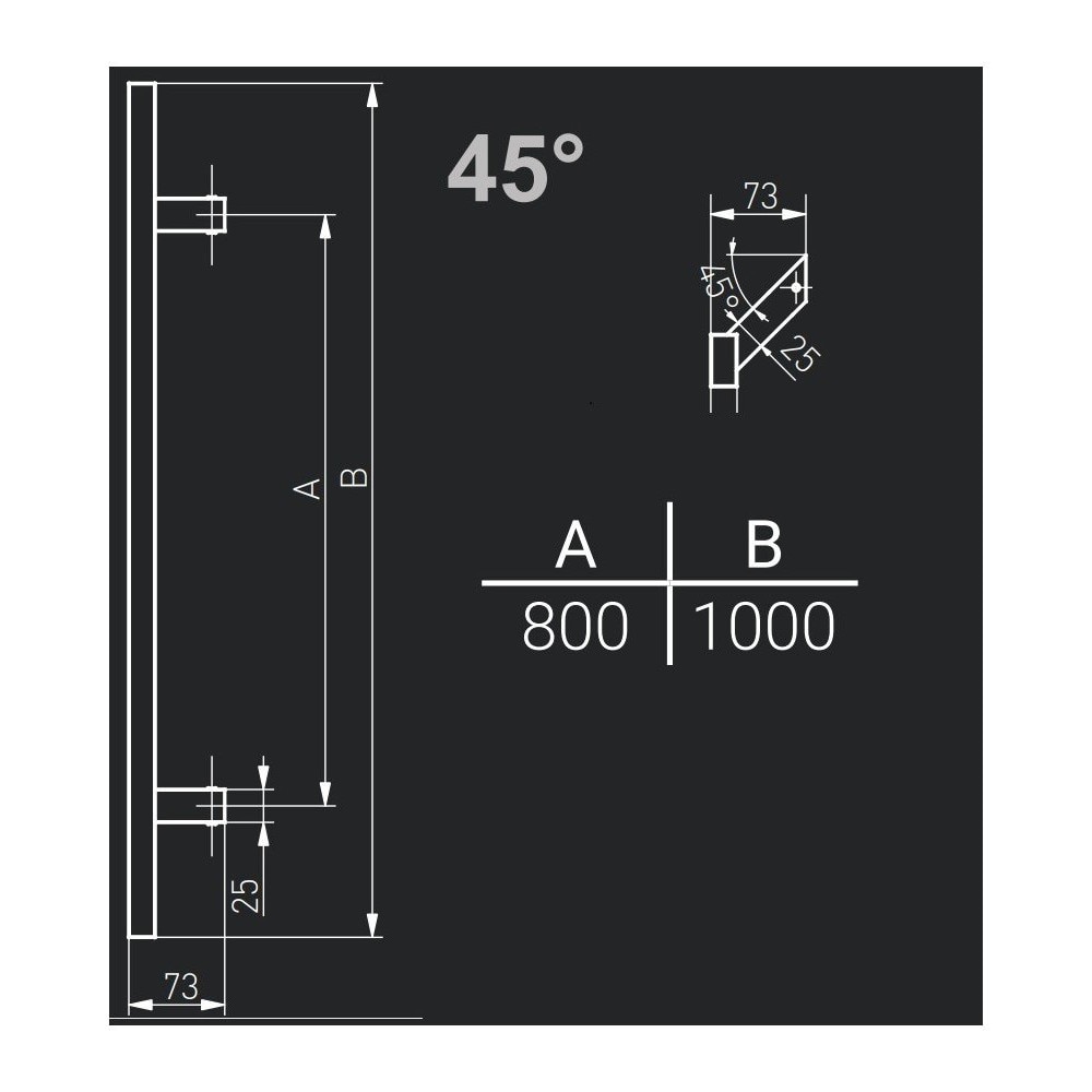 Maner spatial pe o singura parte, Medos, inox mat, rectangular, l 1000 ...