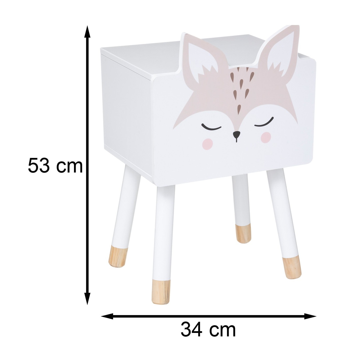 Noptiera camera copilului, Model vulpe, MDF, Alb/Roz - eMAG.ro
