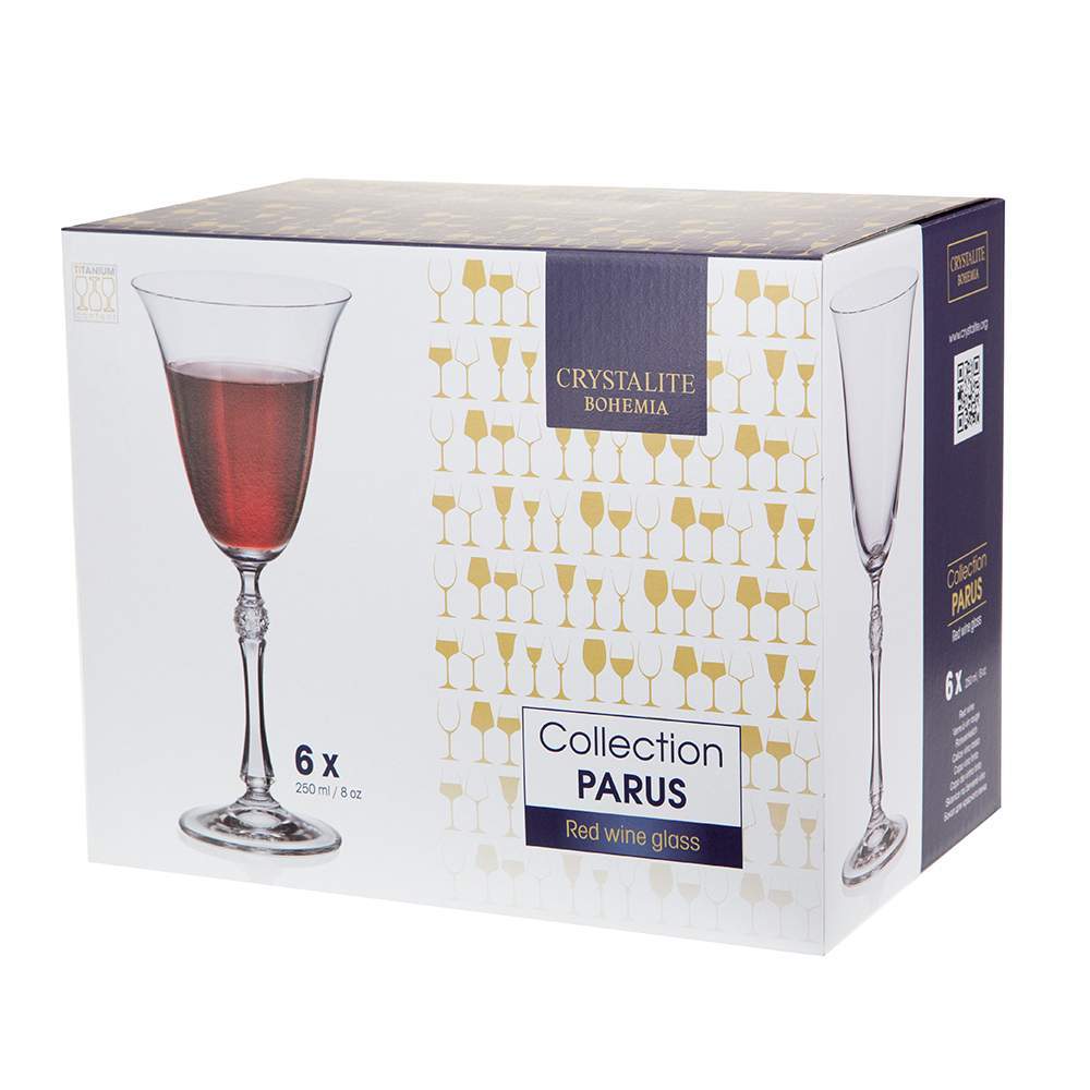 Set 6 pahare din cristal pentru vin rosu, Bohemia, 250 ml, 1.5 kg ...