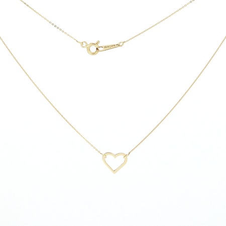 Lant aur galben 14k, cu pandant in forma de inima decupata - eMAG.ro