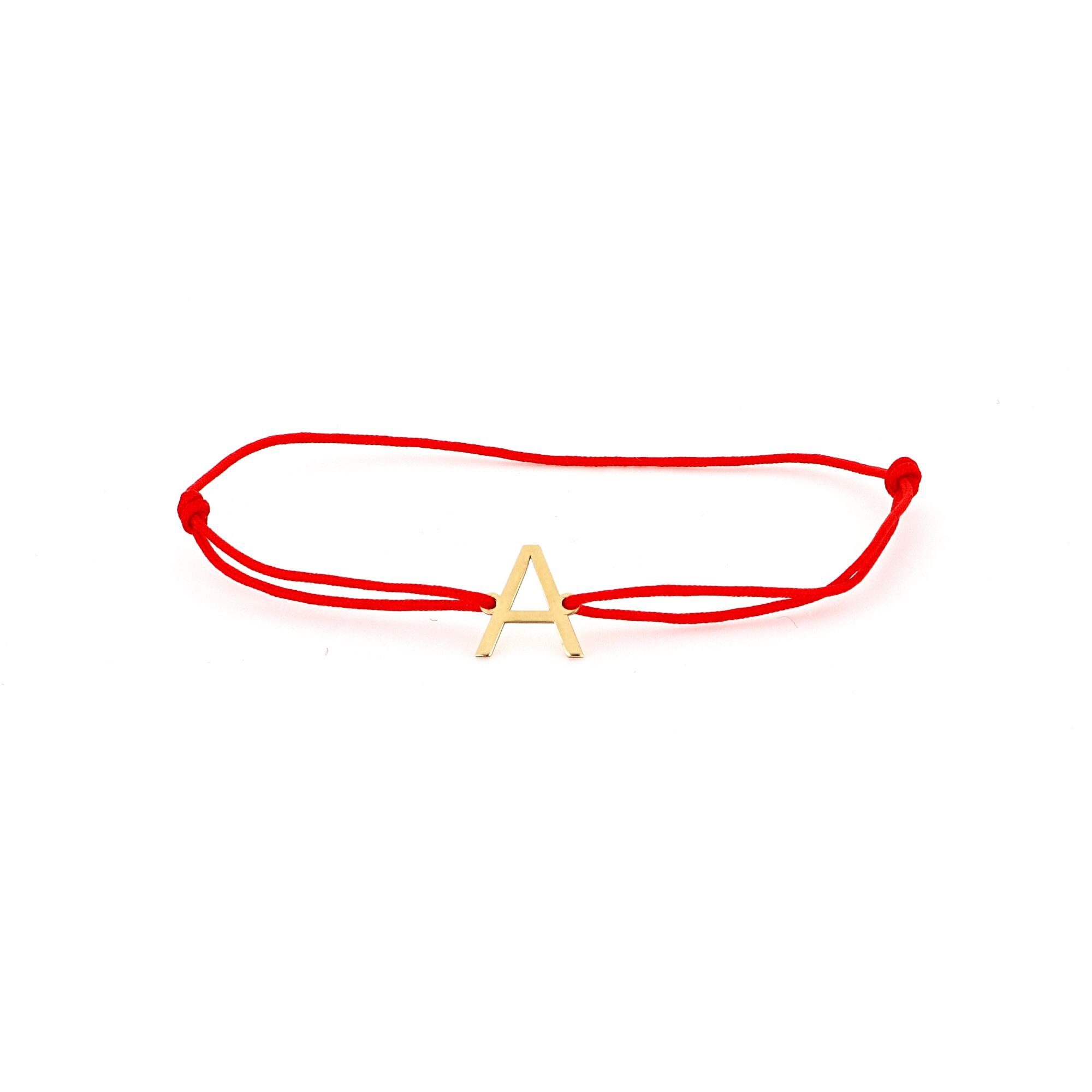 Bratara snur reglabil aur 14k, cu pandant initiala A - eMAG.ro