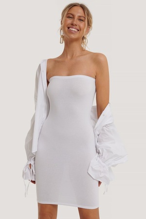 Rochie Basic Jersey Bandeau, alb, 36 - eMAG.ro