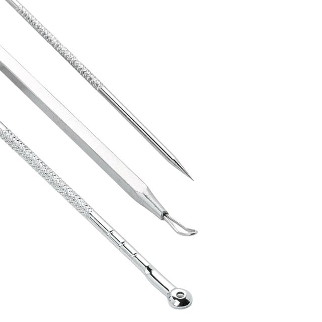 Kit 3 piese pentru extractie puncte negre, comedoane, acnee, argintiu ...