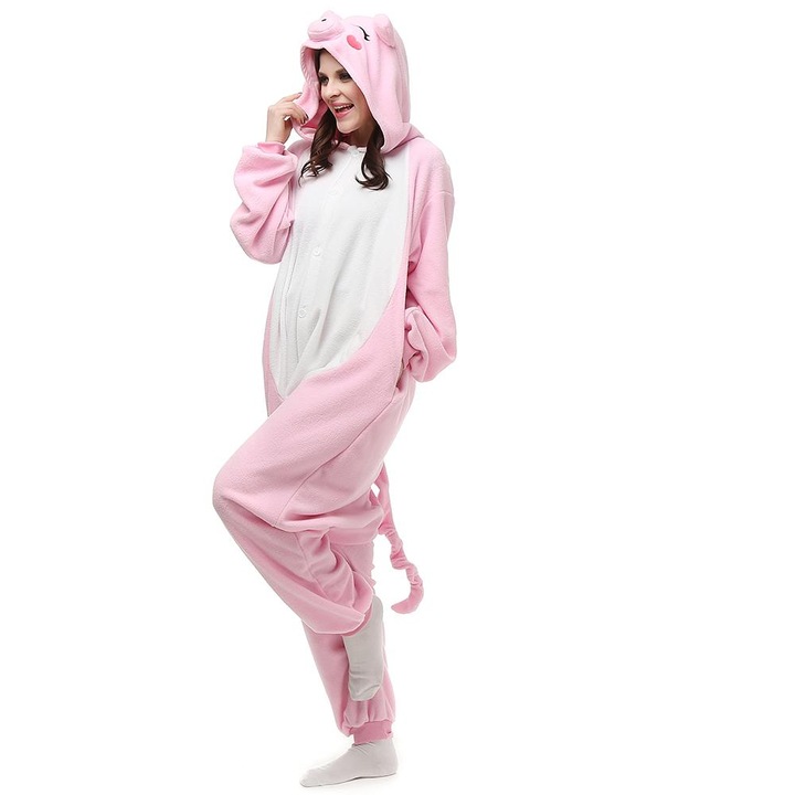 Pijama salopeta pentru copii, KIGURUMI, model Porcusor - eMAG.ro