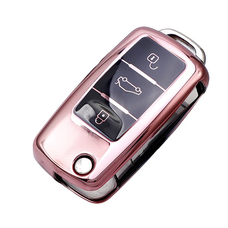 Husa roz lucios pentru cheie tip briceag VW Polo Golf Passat Beetle ...