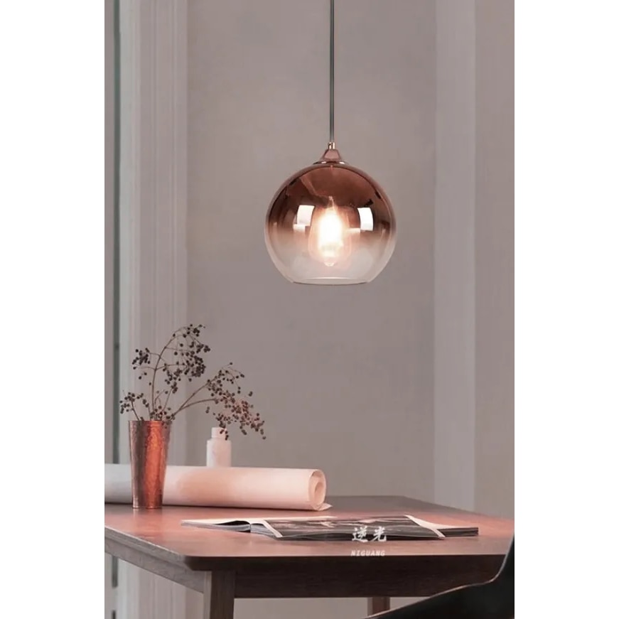 Pendul 1 Sursa E27 60W Sticla Rose Gold 200x210 mm - eMAG.ro