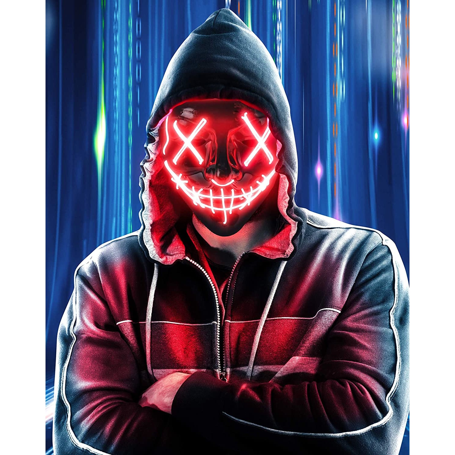 Masca Purge horror, Iluminare LED, Rosu - eMAG.ro