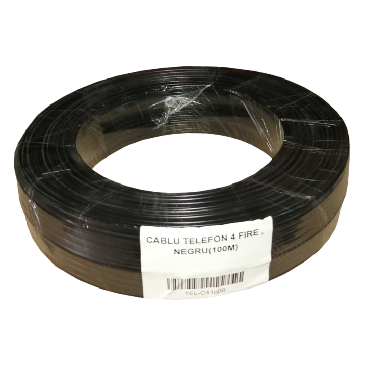 Cablu telefon 4 fire, negru (100m) - eMAG.ro