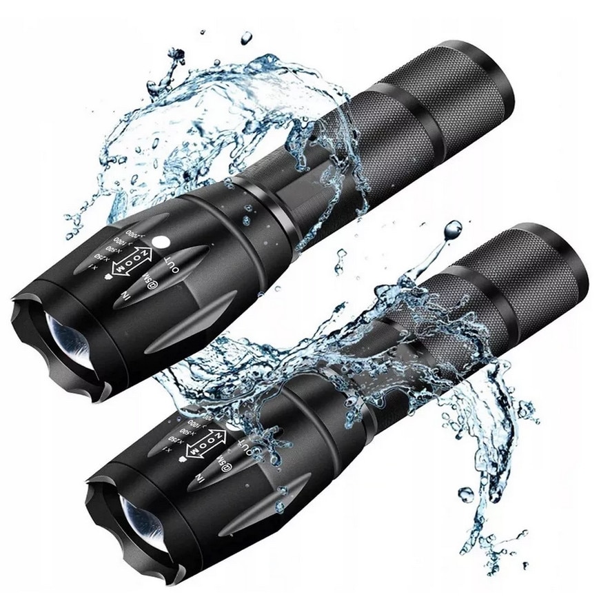 Lanterna tactica, LED, 5 trepte, Functie Zoom, Negru - eMAG.ro