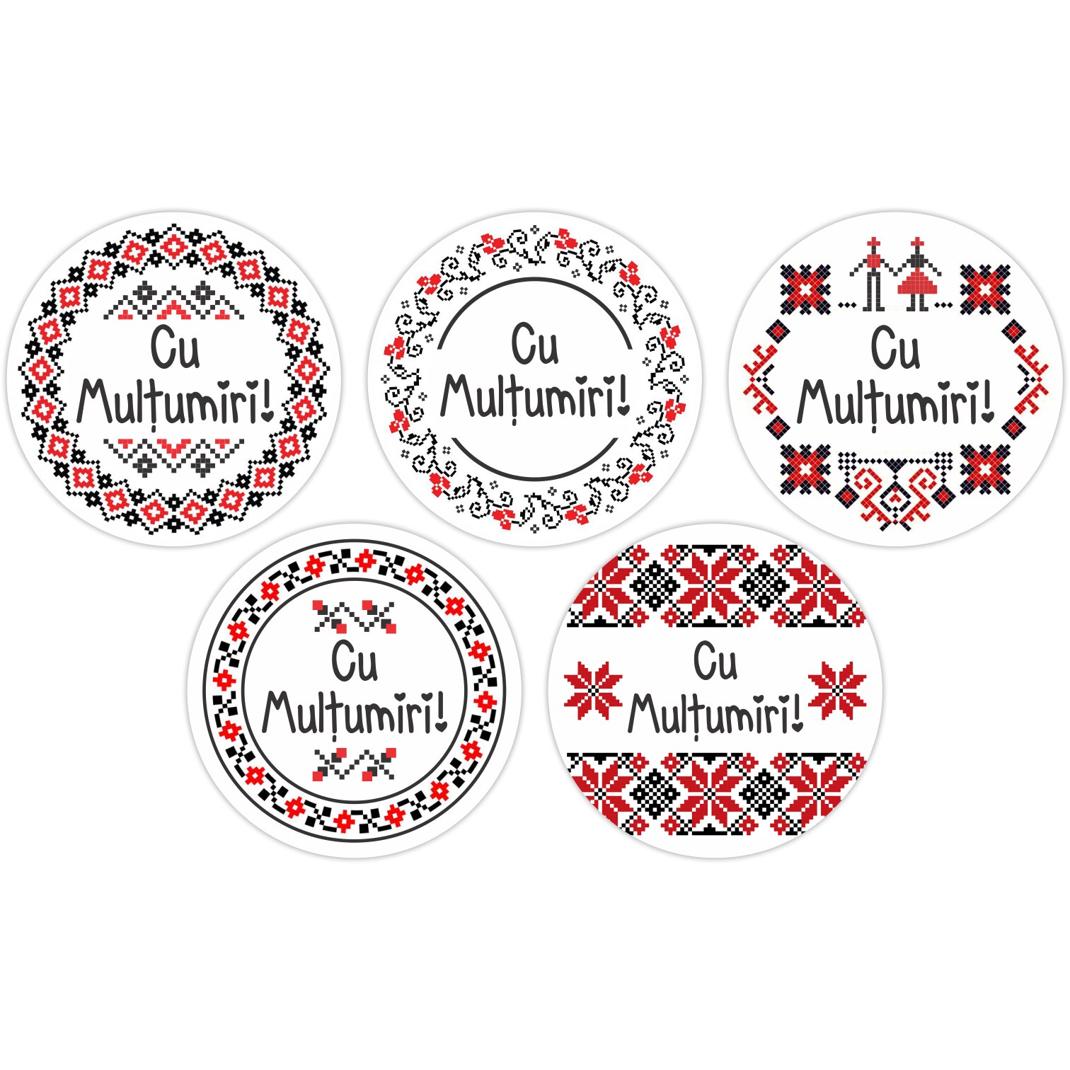 Set 4 role etichete autocolante personalizate, Cu multumiri!, diametru ...