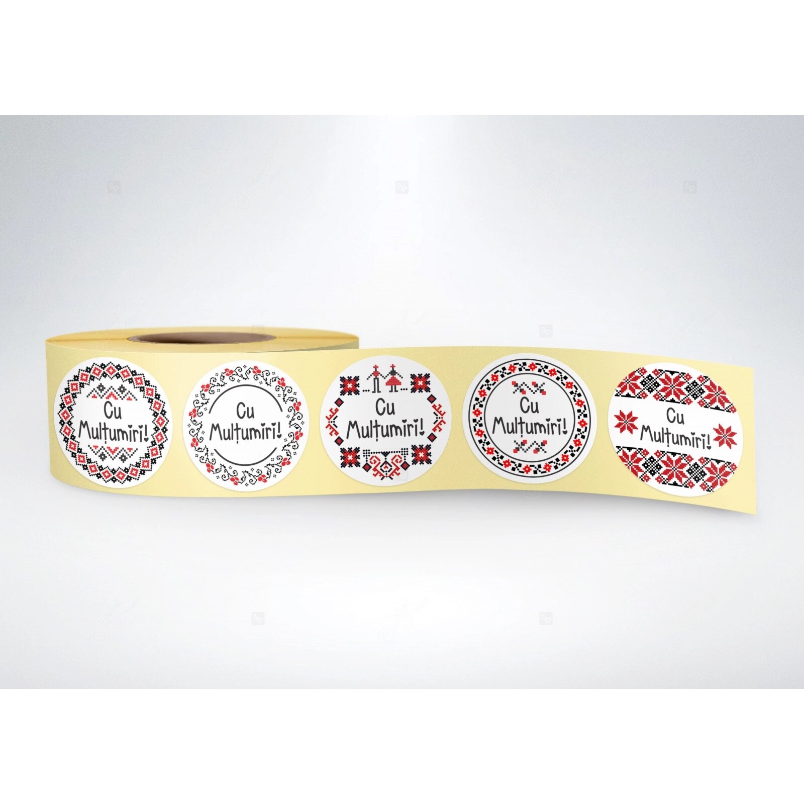 Set 4 role etichete autocolante personalizate, Cu multumiri!, diametru ...