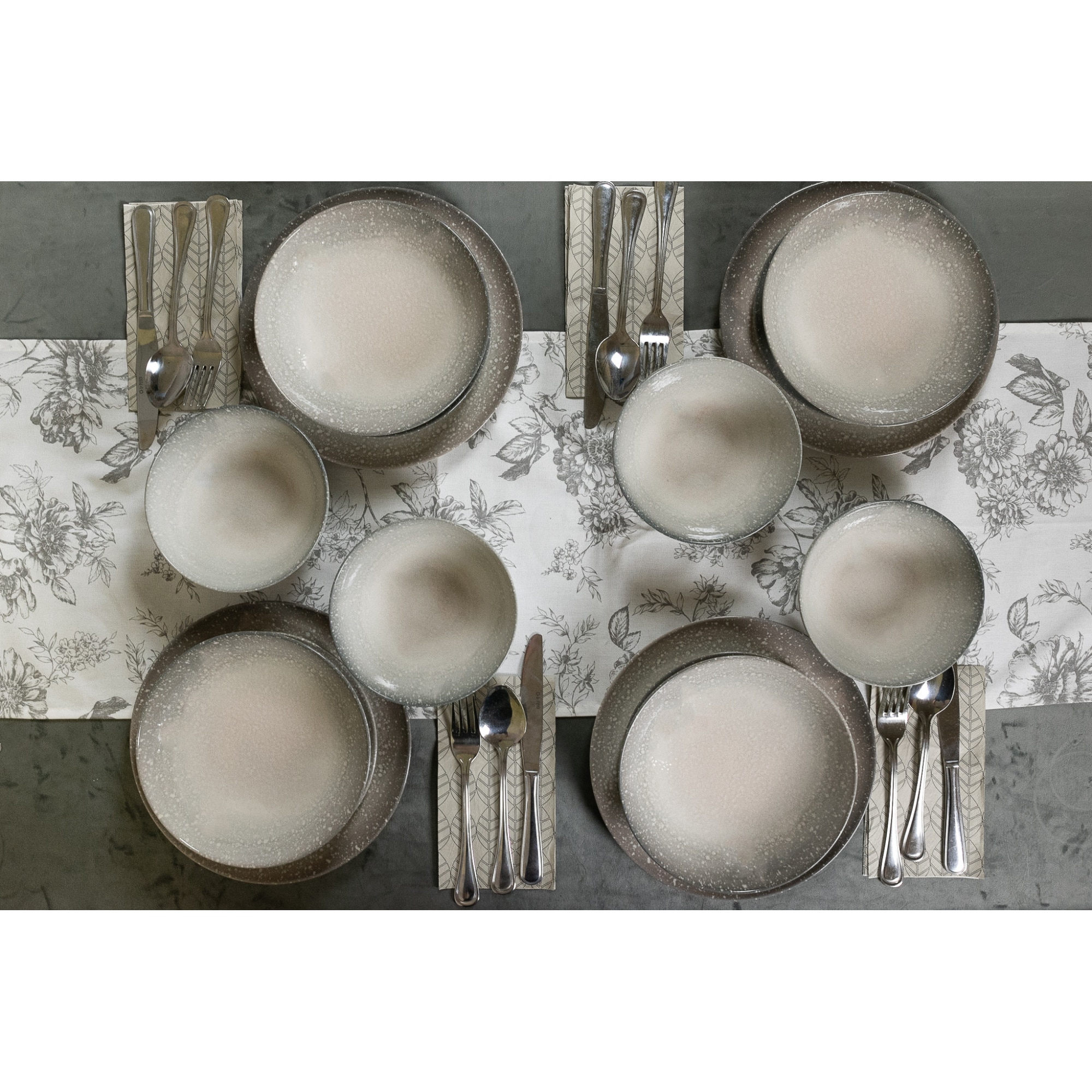 Set Complet Serviciu De Masa, Stone, 16 piese, Cesiro, Alb Ivoire cu ...