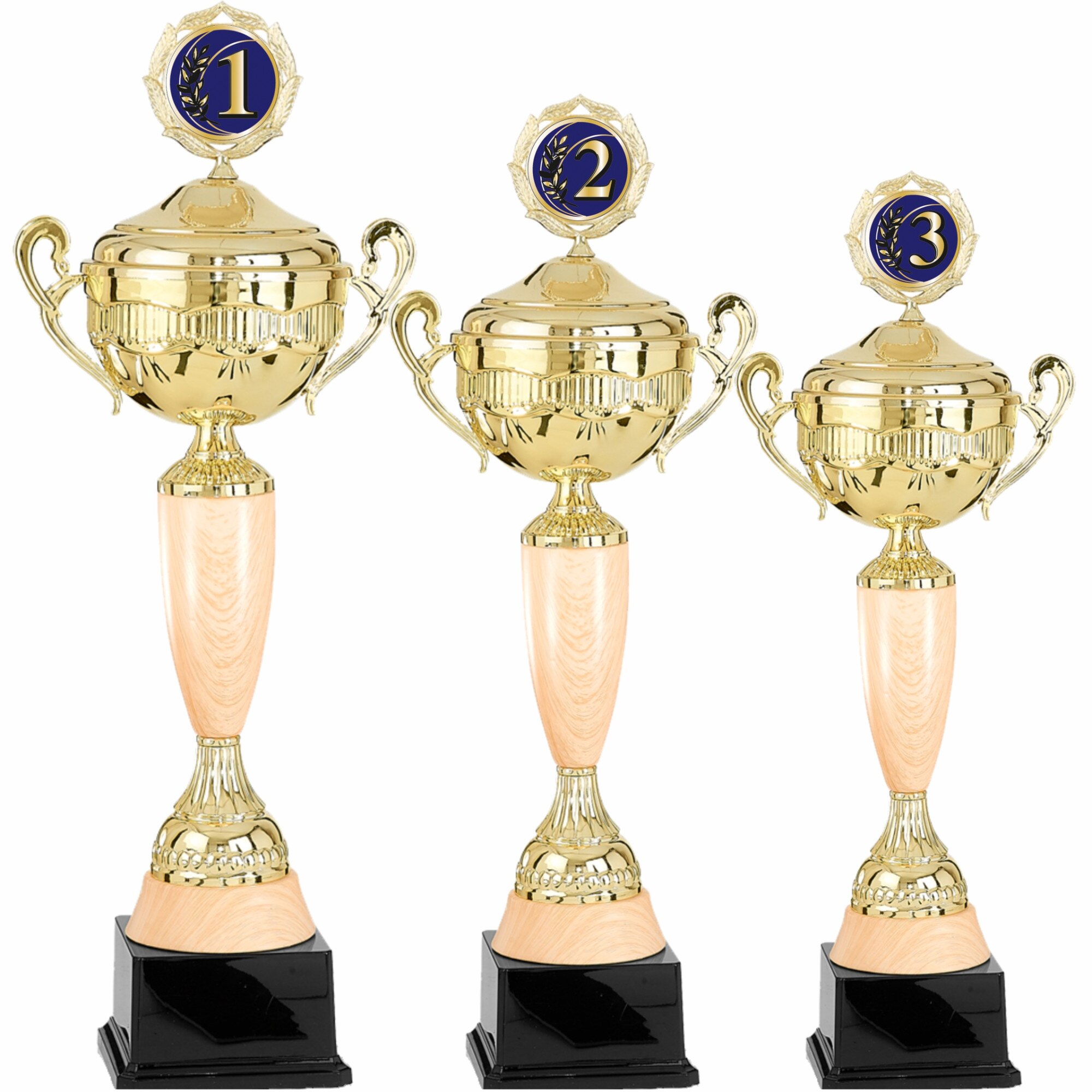 Set 3 Cupe cu Capac Podium - Locul 1, 2, 3, Metal, Ceramica, Plastic ...