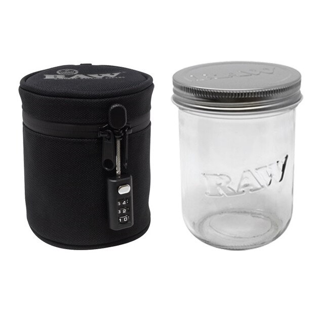 Set Geanta Raw Smellproof Cozy si Borcan depozitare Mason, Protectie UV ...