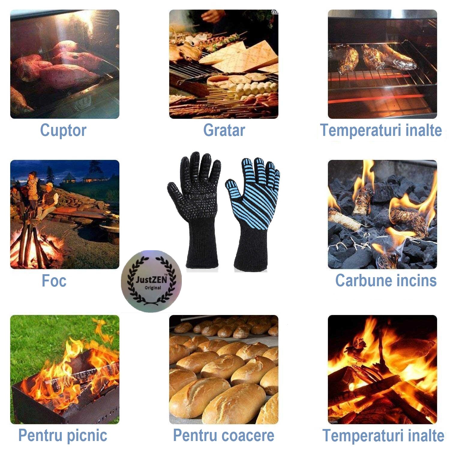 Manusi termorezistente pentru gratar si bucatarie, JustZEN ...