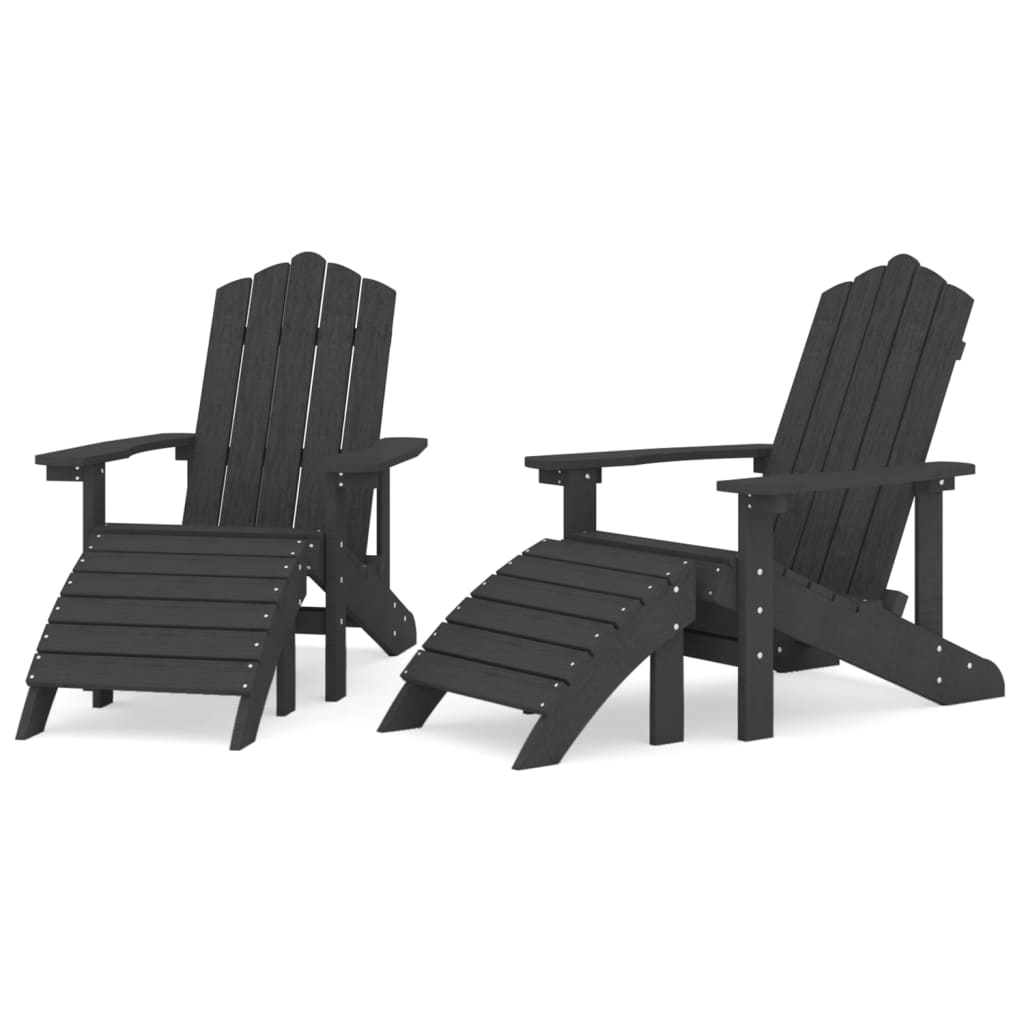 Scaune de gradina Adirondack cu taburete vidaXL, 73 x 83 x 92 cm, 2 ...
