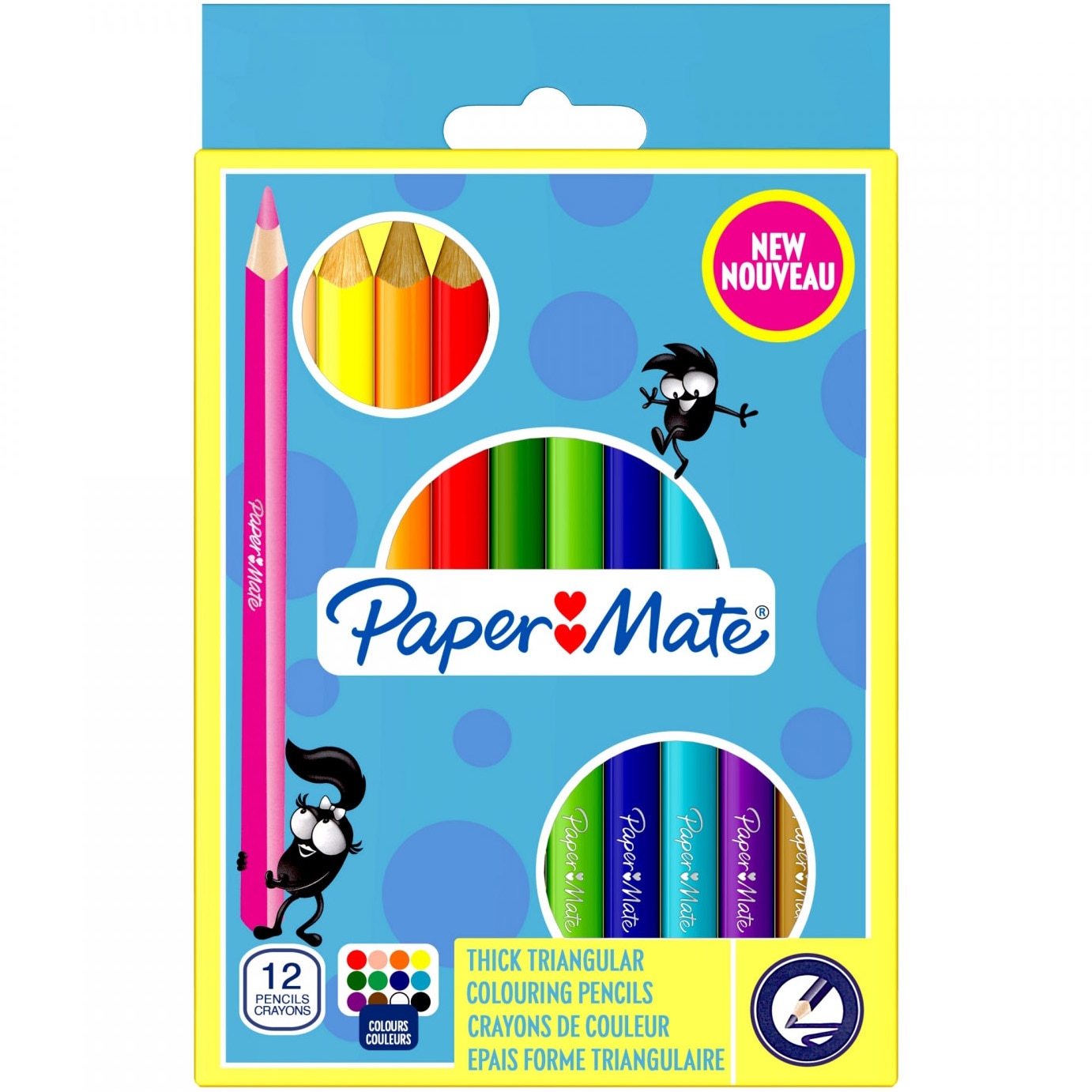 Set Papermate 12 creioane colorate Jumbo + 12 carioci + ascutitoare cu ...