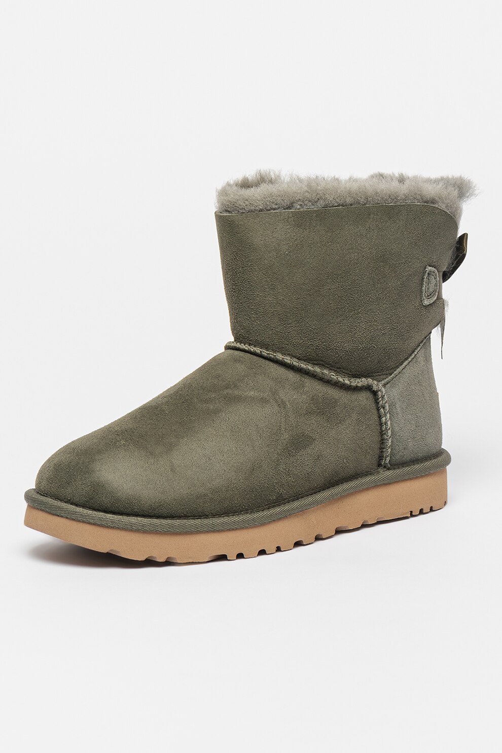 UGG, Ghete slip-on din piele intoarsa Mini Bailey Bow II - eMAG.ro