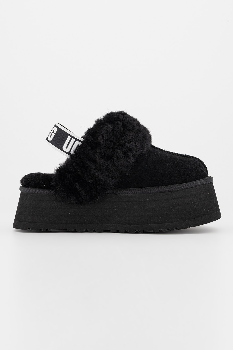 UGG, Saboti slingback flatform din piele intoarsa Funkette, Negru, 6 ...