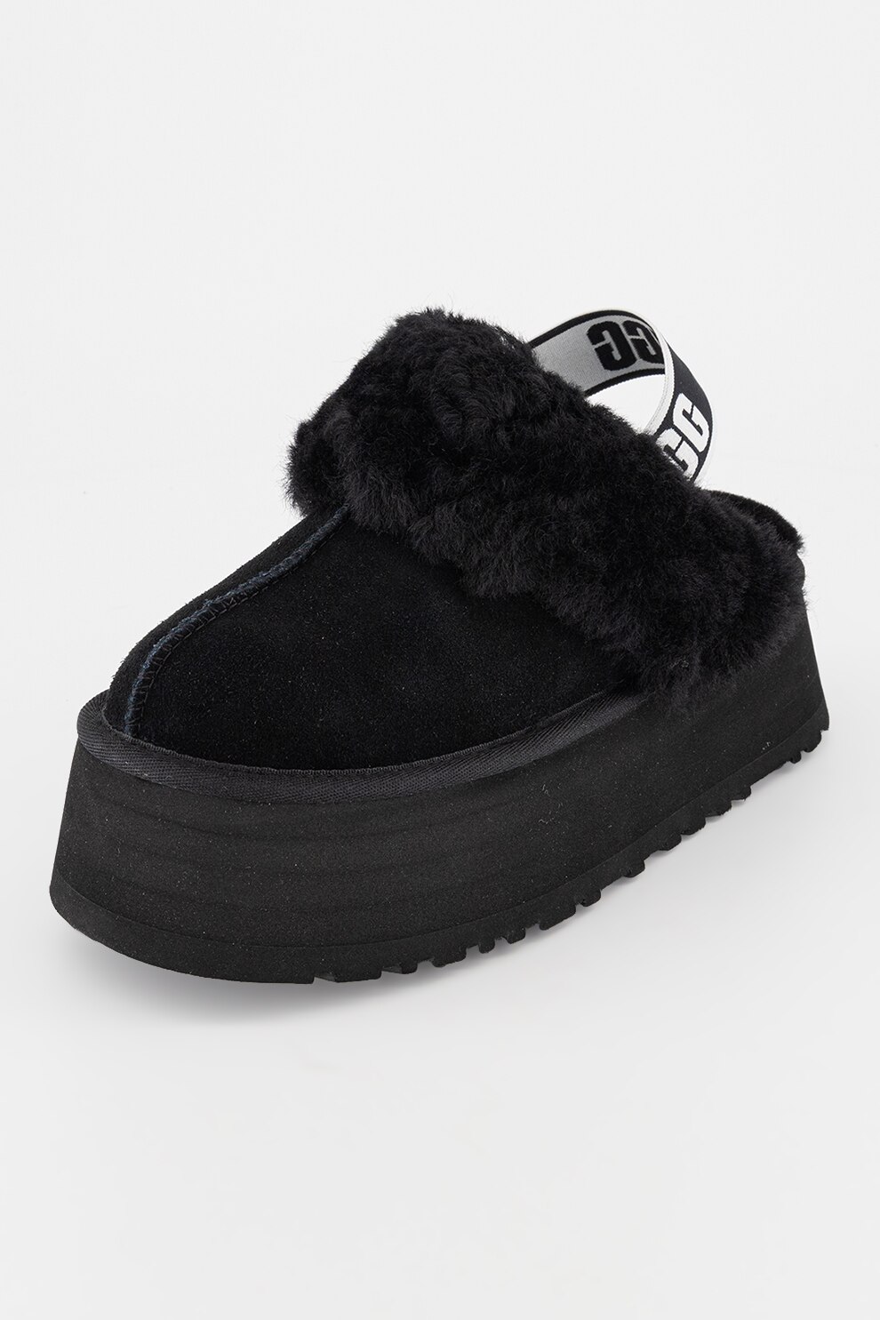 UGG, Saboti slingback flatform din piele intoarsa Funkette, Negru, 6 ...