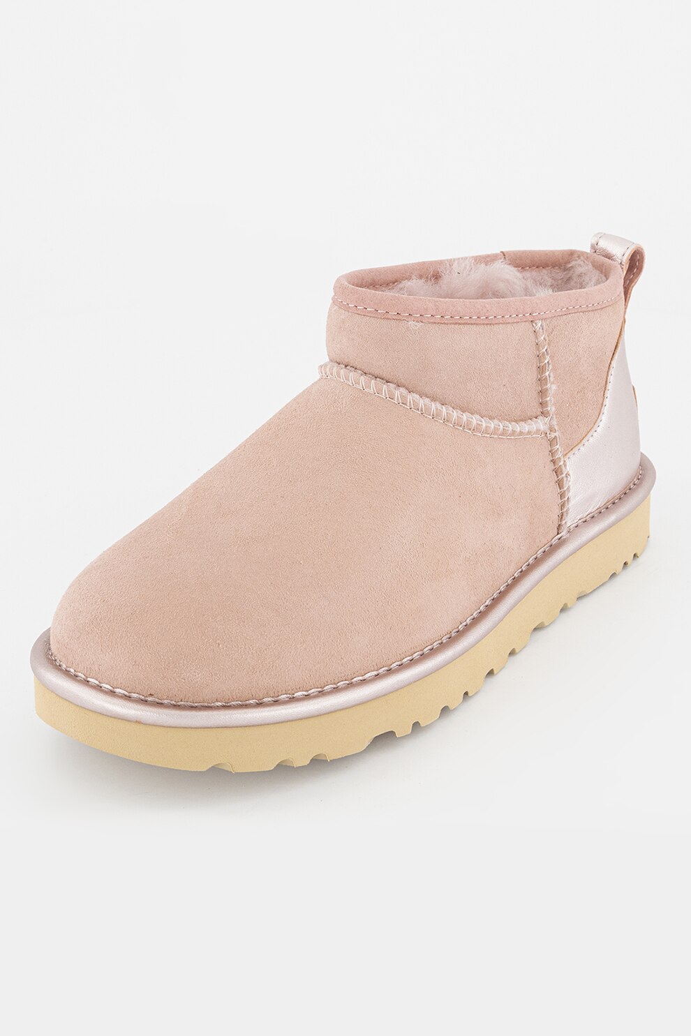 UGG, Ghete slip-on din piele intoarsa Classic Ultra Mini, Roz prafuit ...